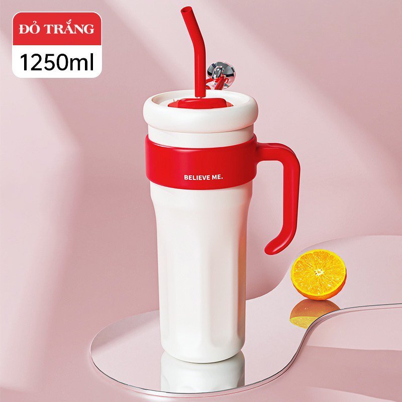 Ly giữ nhiệt NIUMI 1250ml 316 nắp xoay Belive me có ống hút | Shopee Việt Nam