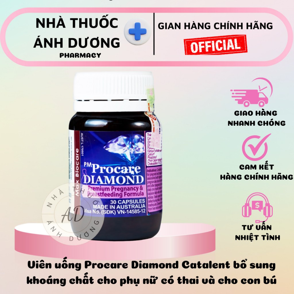 Viên Uống Cho Phụ Nữ Có Thai Pm Procare Diamond (Chai/30 viên) | Shopee ...