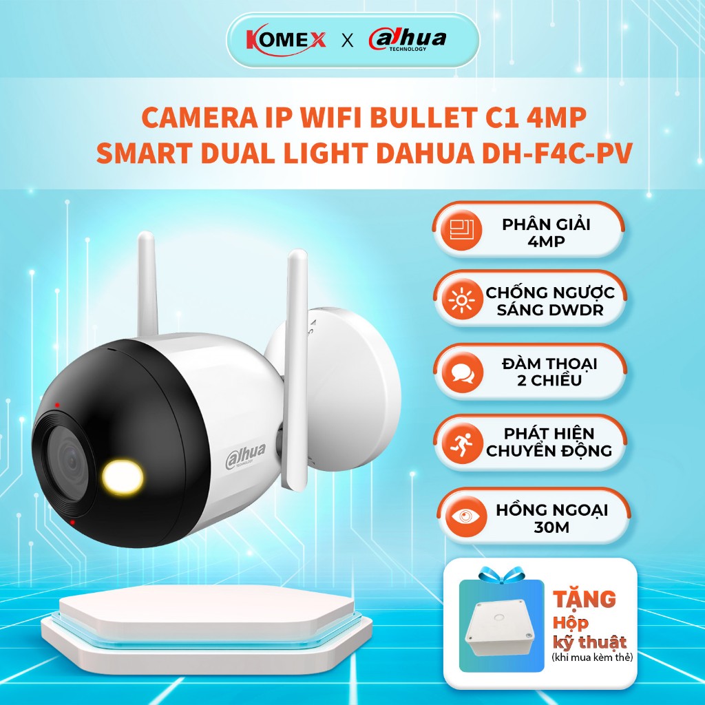 Camera Wifi DAHUA ngoài trời cố định có màu DH-F2C-LED 2MP/ DH-F4C-LED ...