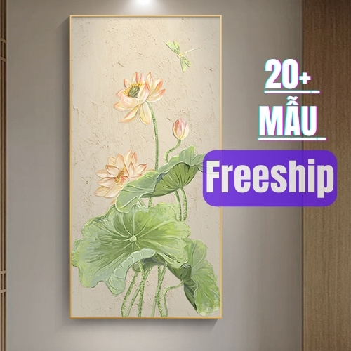 Tranh treo hoa sen/ Freeship/ Nhiều mẫu chất liệu vải canvas có khung ...