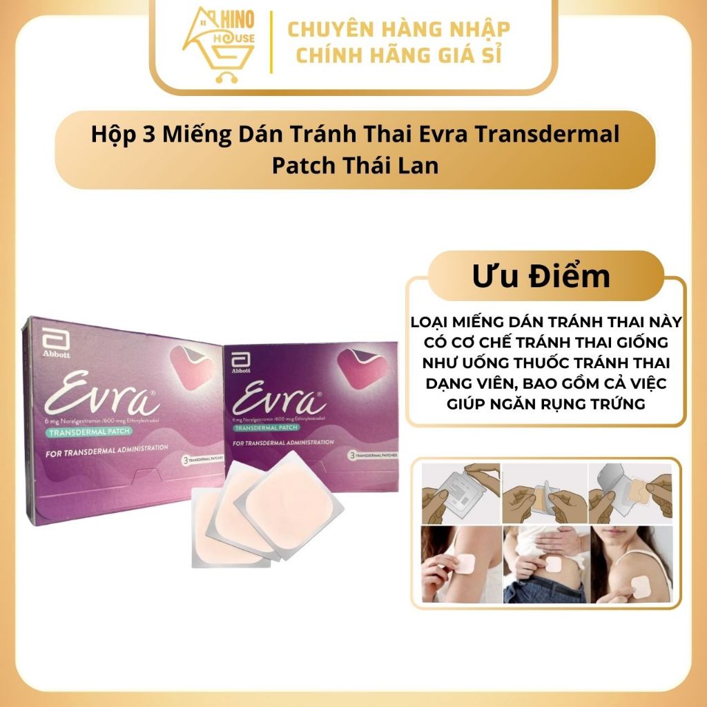 Hộp 3 Miếng Dán Tránh Thai Evra Transdermal Patch Thái Lan Chính Hãng Giá Tốt - Hinohouse ...