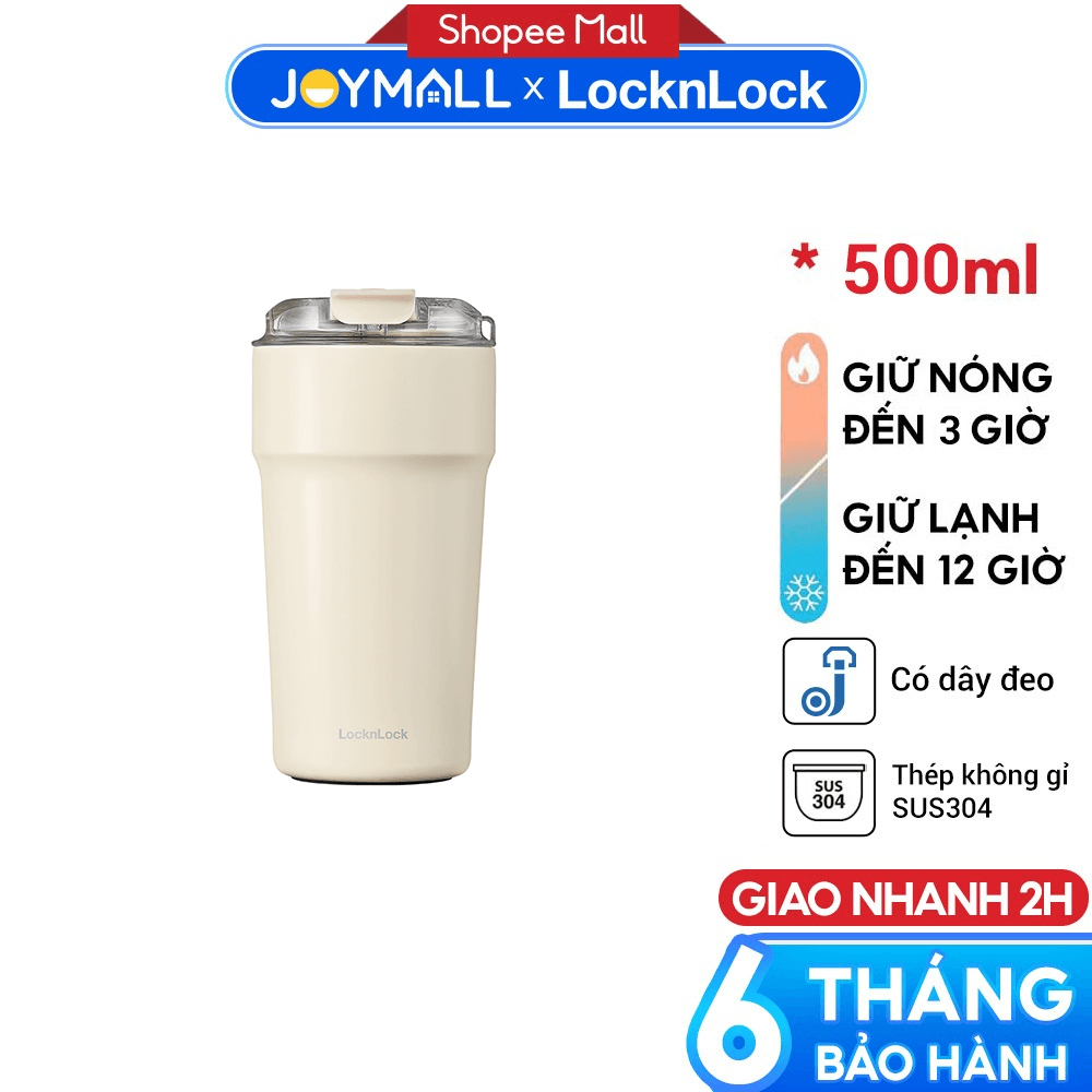 Ly giữ nhiệt LocknLock màu Ngà 500ml LHC4357IVY, Hàng chính hãng, thép ...