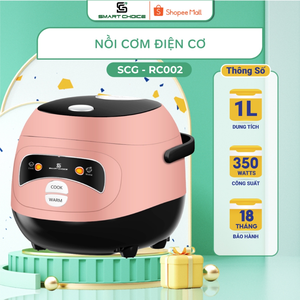 Nồi Cơm Điện Mini SmartChoice SCG-RC002 Dung Tích 1L 350W Với Lòng Nồi ...