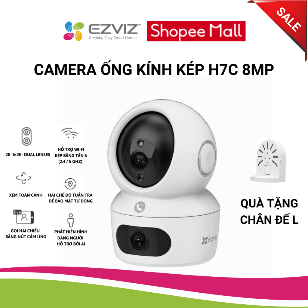 [Nhập ELEZ99A] Camera EZVIZ Wifi Trong Nhà H7C 8MP Ống Kính Kép 2K+ Siêu Nét Đàm Thoại 2 Chiều ...