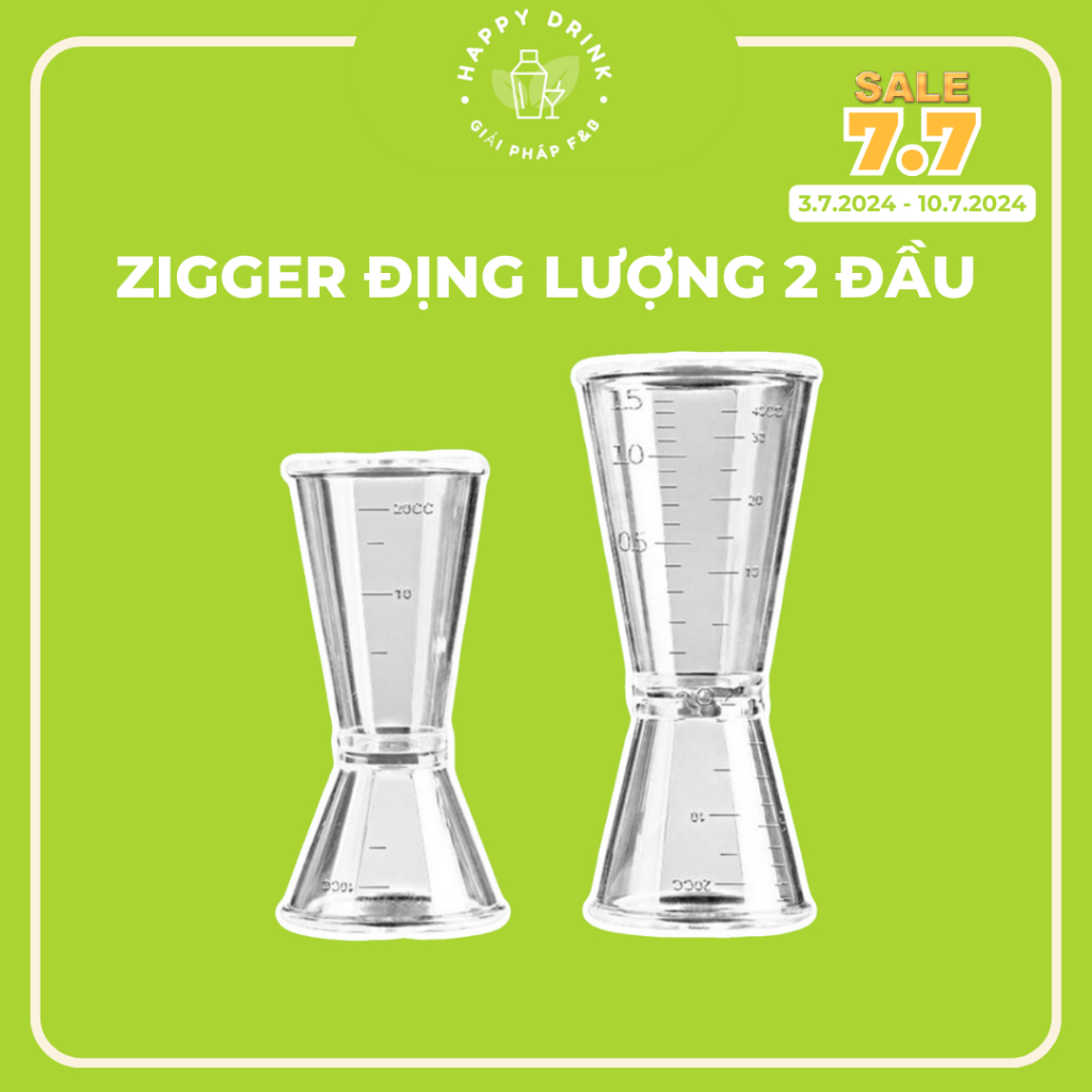 Ly đong định lượng, Zigger nhựa 2 đầu có chia vạch loại 10/20ml và 20 ...