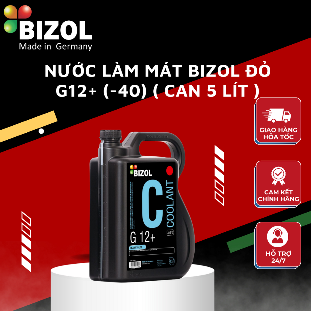 Nước làm mát động cơ đỏ Bizol G12+ (-40) - Phụ tùng Bizol chính hãng, nước làm mát động cơ ô tô ...