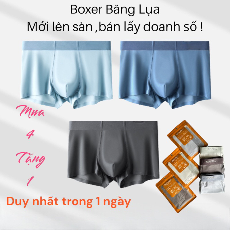 Combo 4 Quần Boxer Nam băng lụa Satin cao cấp nhất phân khúc Men pro ...