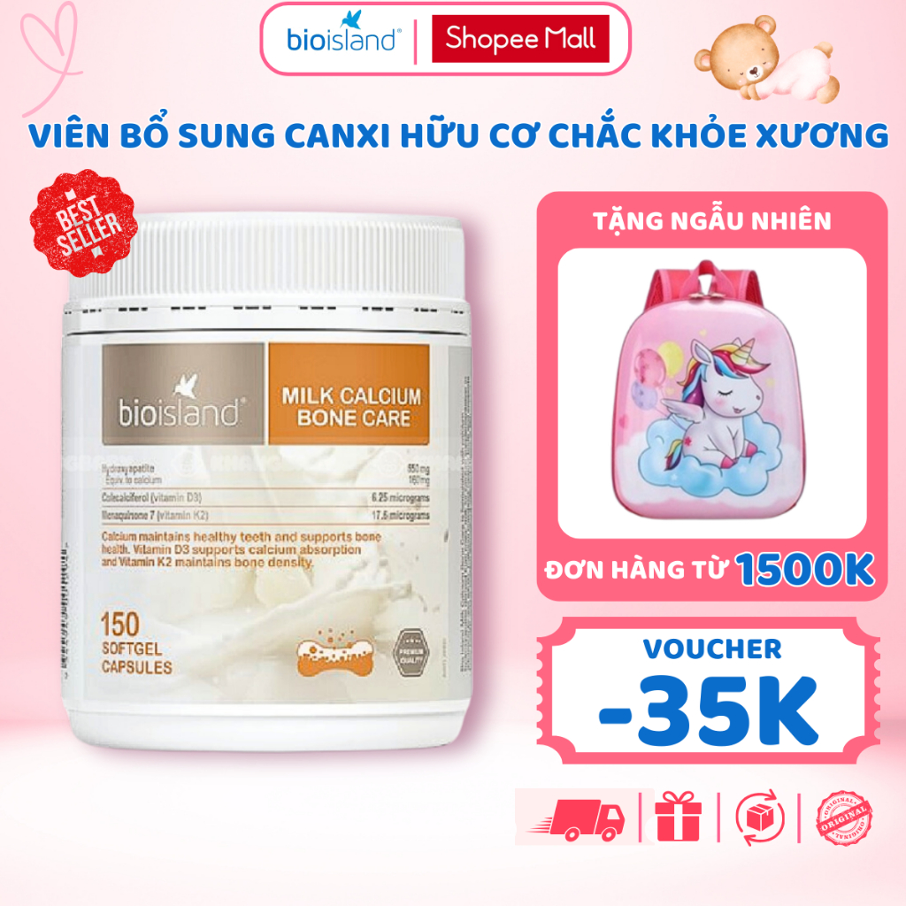 Canxi hữu cơ Bioisland Calcium Milk Bon Care giúp phát triển hệ xương ...