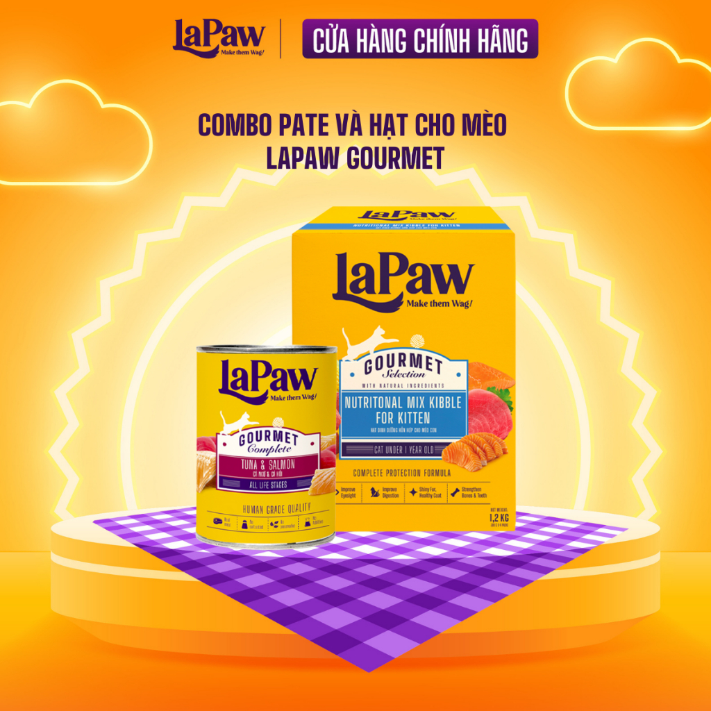 [Combo mèo Hạt 1,2KG và Pate 375G] Combo laPaw Gourmet Hạt và Pate mèo ...
