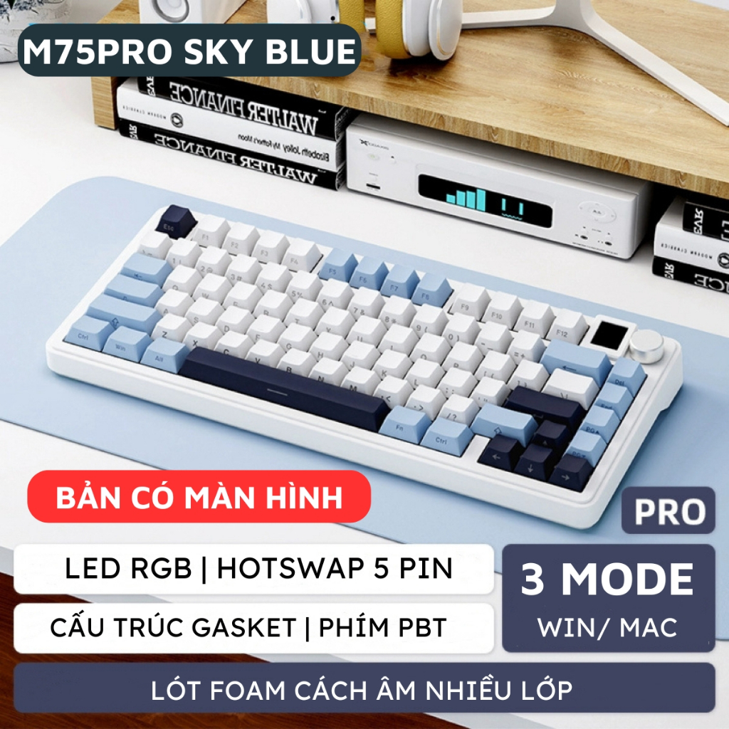 Bàn Phím Cơ Bluetooth Không Dây Cao Cấp Attack Shark X85PRO Có Màn Hình Tùy Chỉnh Qua App LED ...