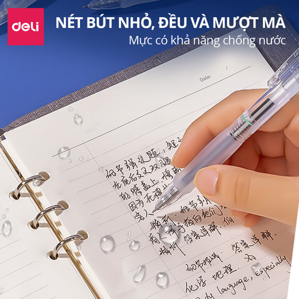 Hộp 20 ruột bút gel Deli ngòi 0,5mm viết êm, trơn tru, mực cao cấp ...
