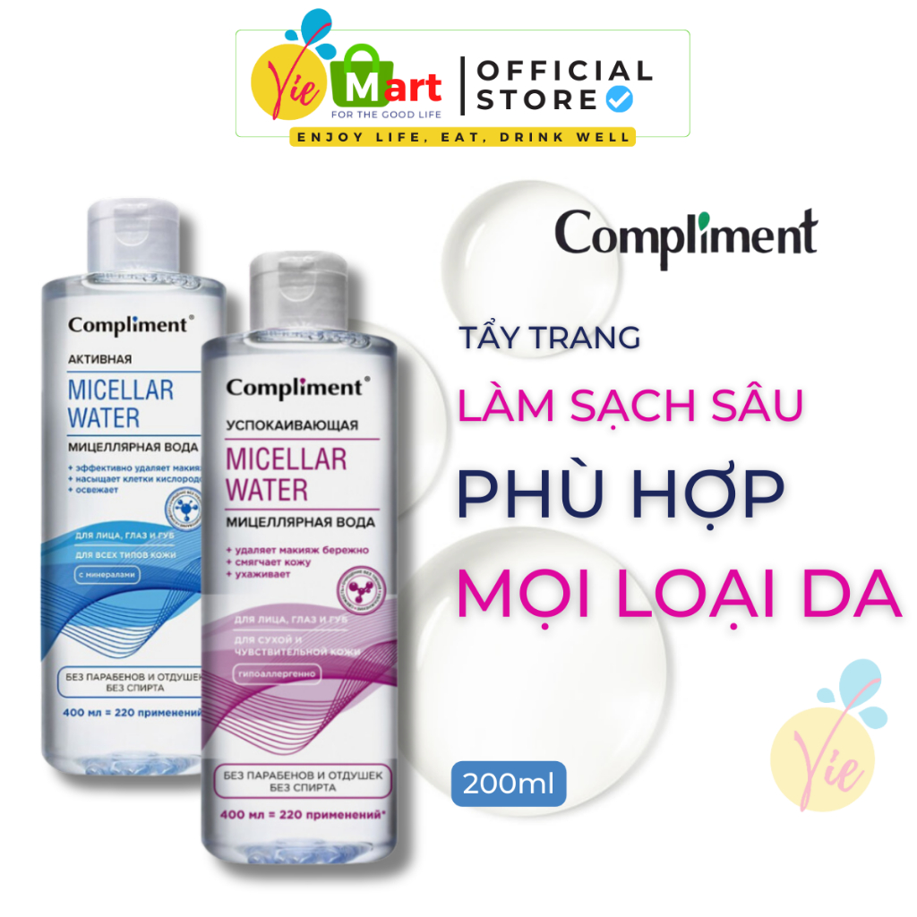 Nước Tẩy Trang Compliment Micellar Water - Dành cho da dầu mụn - Da ...
