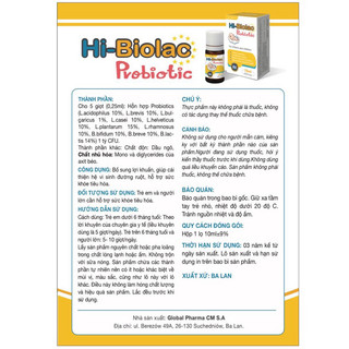 Hi–Biolac Probiotic, ngăn ngừa táo bón, rối loạn tiêu hóa, giảm hiện ...