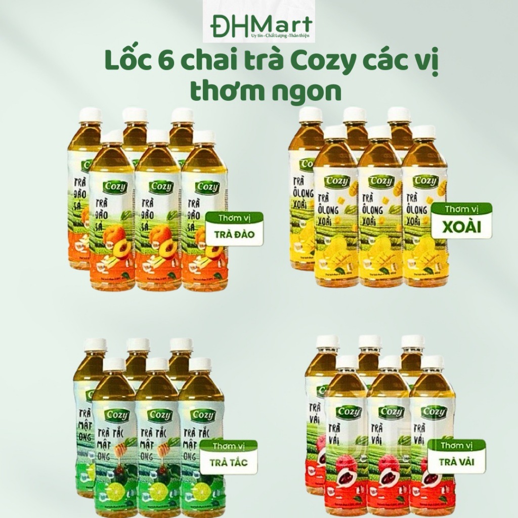 Trà Cozy, Lốc 6 chai trà Ô Long vị xoài, trà đảo xả, trà tắc mật ong ...