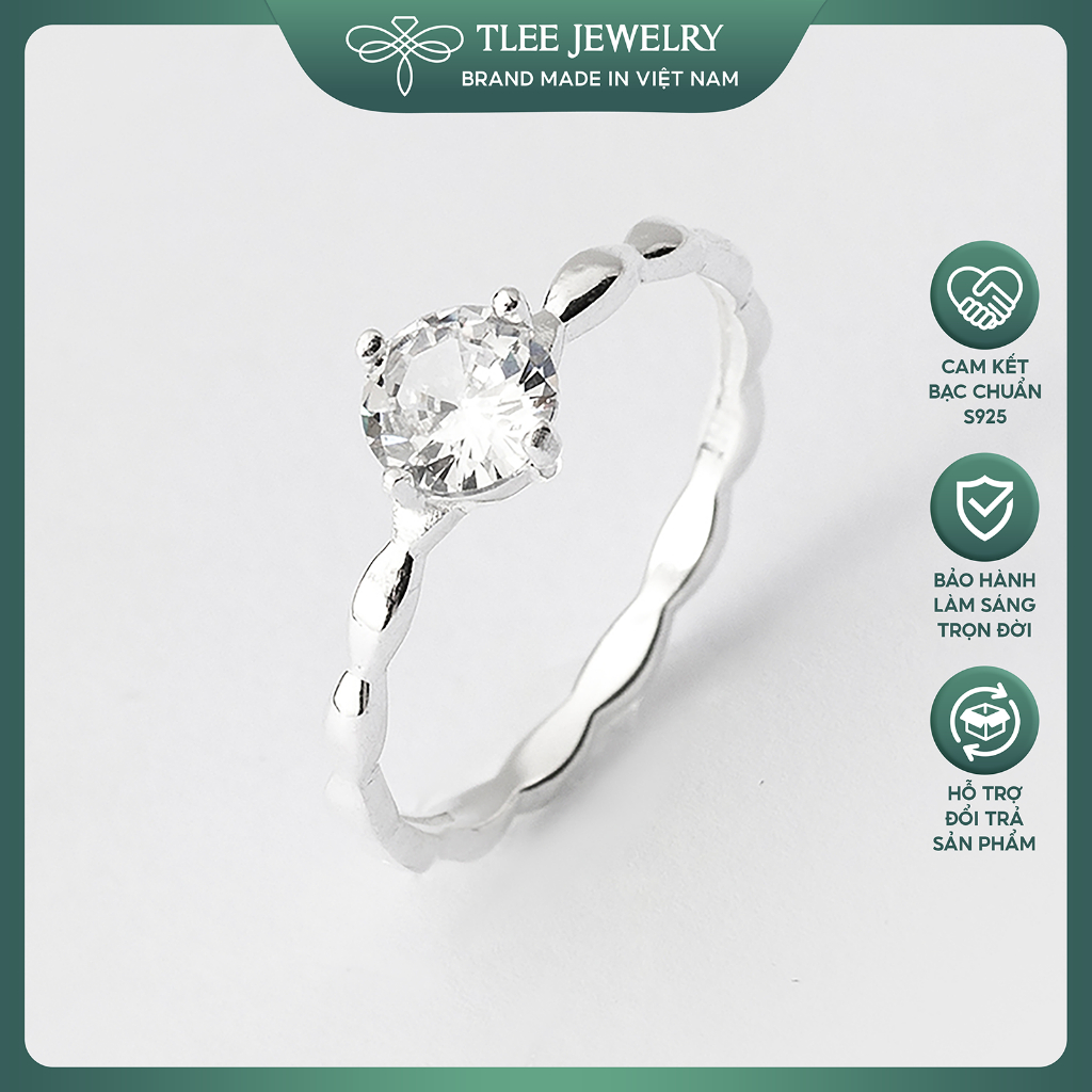 Nhẫn bạc nữ TLEE ổ đá 6li bốn chấu viền dáng hạt trơn sang trọng TLEE JEWELRY A0206 | Shopee ...