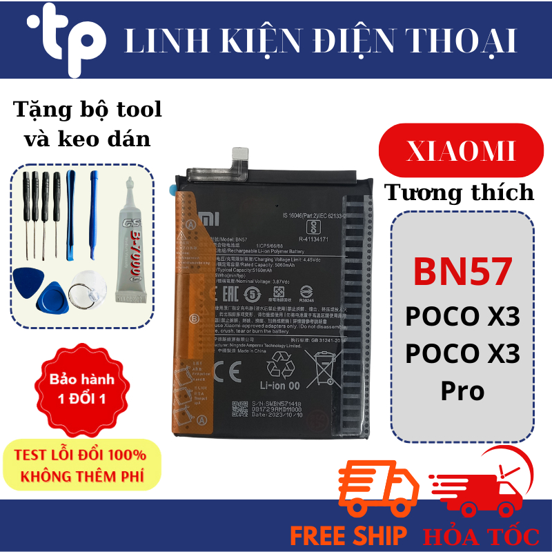 Pin Xiaomi POCO X3 , POCO X3 Pro ~BN57~ Zin (Tặng keo dán và bộ sửa ...