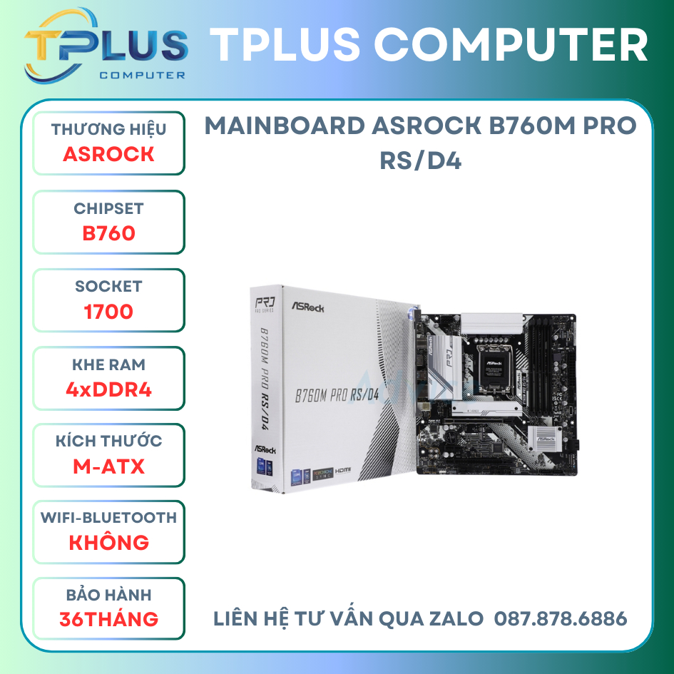 Mainboard ASRock B760M Pro RS/D4 DDR4 (Intel B760, LGA1700, ATX, 4 khe ...