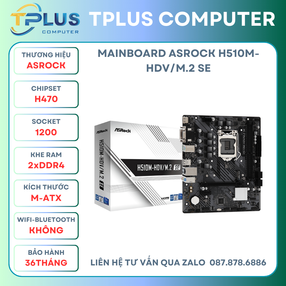 Mainboard Asrock H510M-HDV/M.2 SE DDR4 (Intel H470, LGA1200, ATX, 2 khe ...