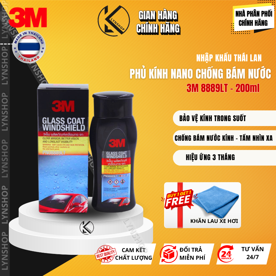 [TẶNG 1 KHĂN] Dung dịch chống bám nước kính xe 3M Glass Coat Windshield ...