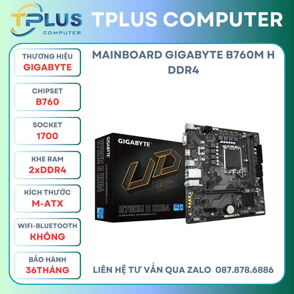 Mainboard Gigabyte B760M H DDR4 (Intel B760, Socket LGA1700, mATX, 2 ...