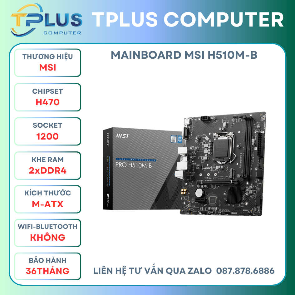 Mainboard MSI PRO H510M-B (Intel H470, Socket 1200, m-ATX, 2 khe Ram ...