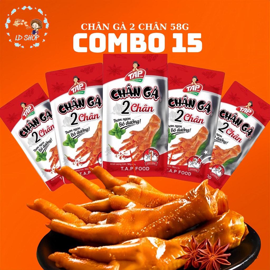 Combo 15 gói chân gà 2 chân cay 58g Tap food giòn ngon đậm vị, ăn vặt ...