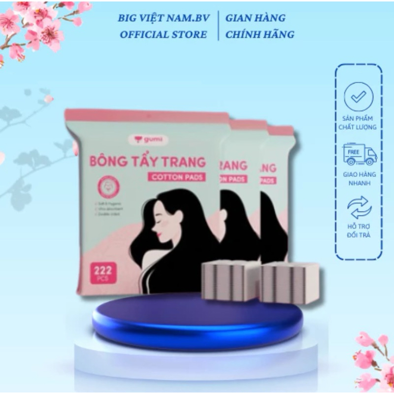Bông tẩy trang GUMI - 222 miếng chất liệu 100 % cotton hàng chính hãng ...
