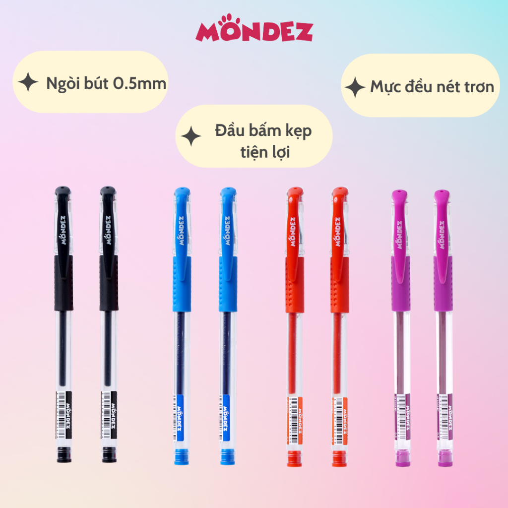 Bút Gel MONDEZ Ngòi 0.5mm Mịn Dễ Viết Nhanh Khô, Cho Bé Tập Viết Mực ...