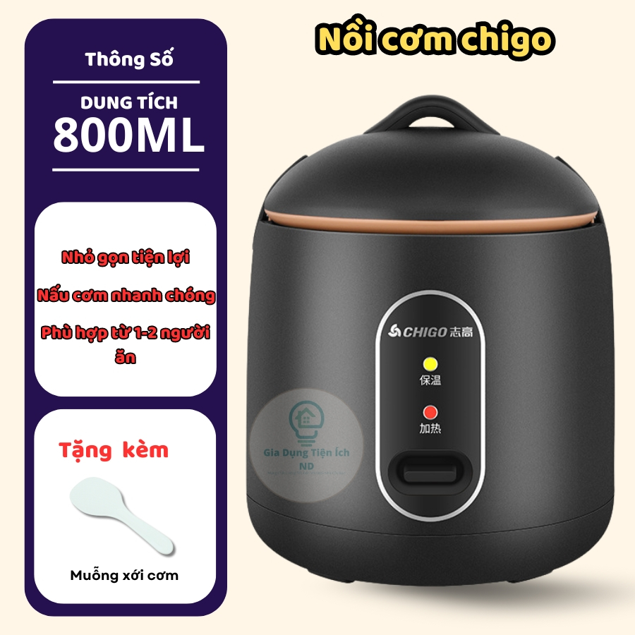 ( Xả Kho ) Nồi Cơm Điện Mini Đa Năng Chigo dung tích 1.2L công suất 600w nấu cháo súp hầm, thiết ...