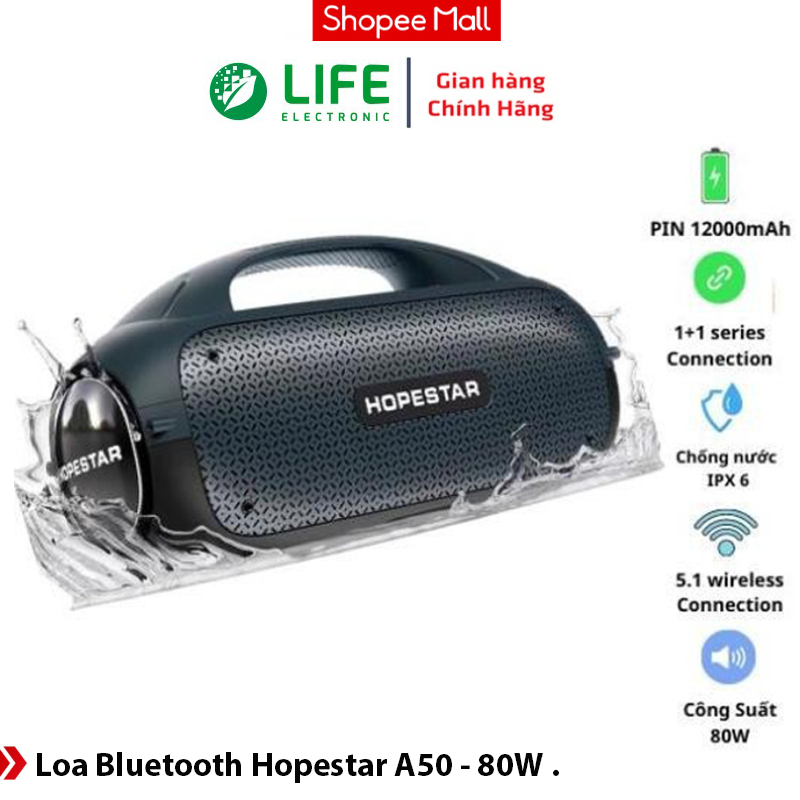 Loa Bluetooth Hopestar A50 - 80W, Pin 12.000Mah Kết Nối Đa Dạng Kèm Micro Không Dây. Aloha-Pkv ...