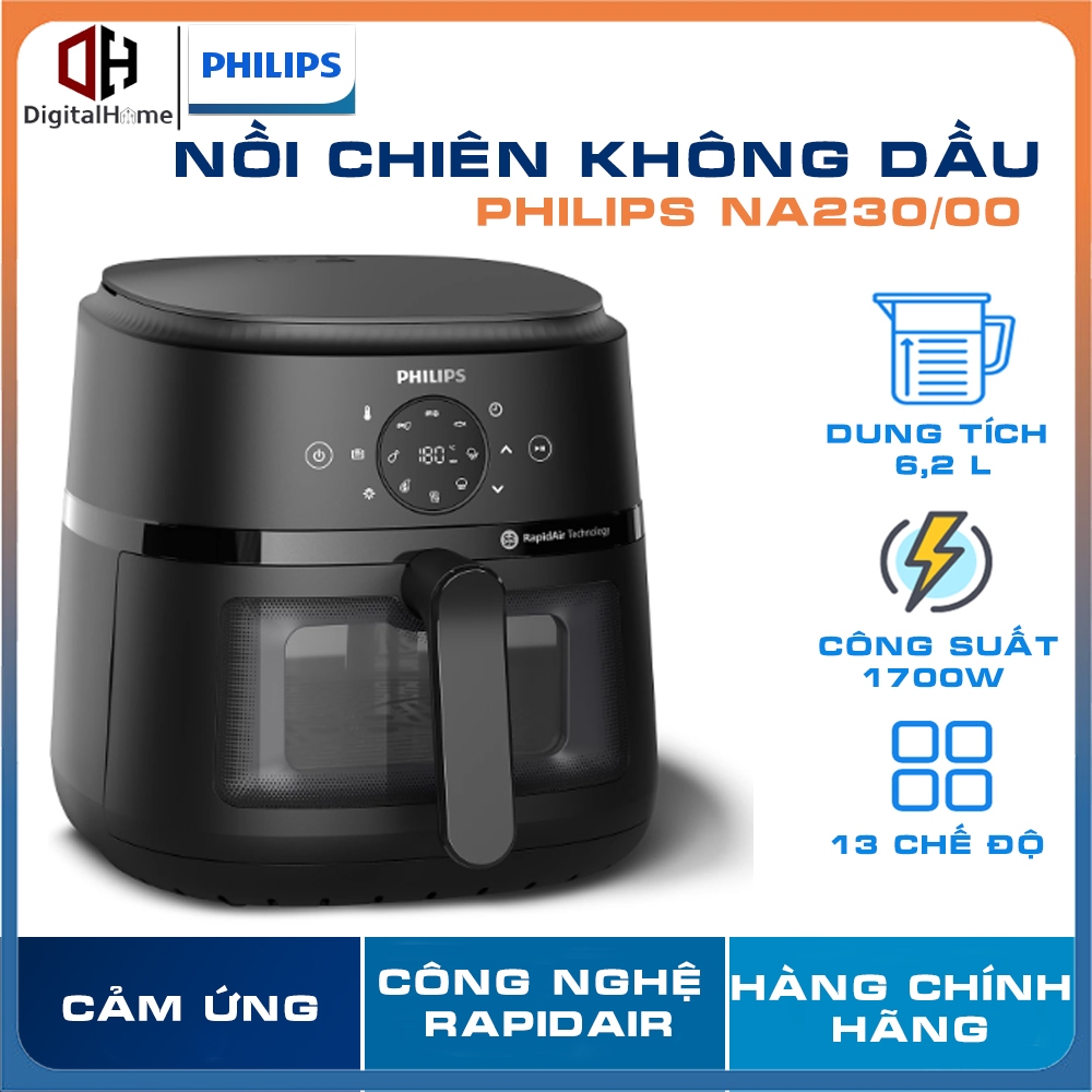 Nồi chiên không dầu Philips NA230/00, Dung Tích 6,2L, 1700W,Hàng Chính ...
