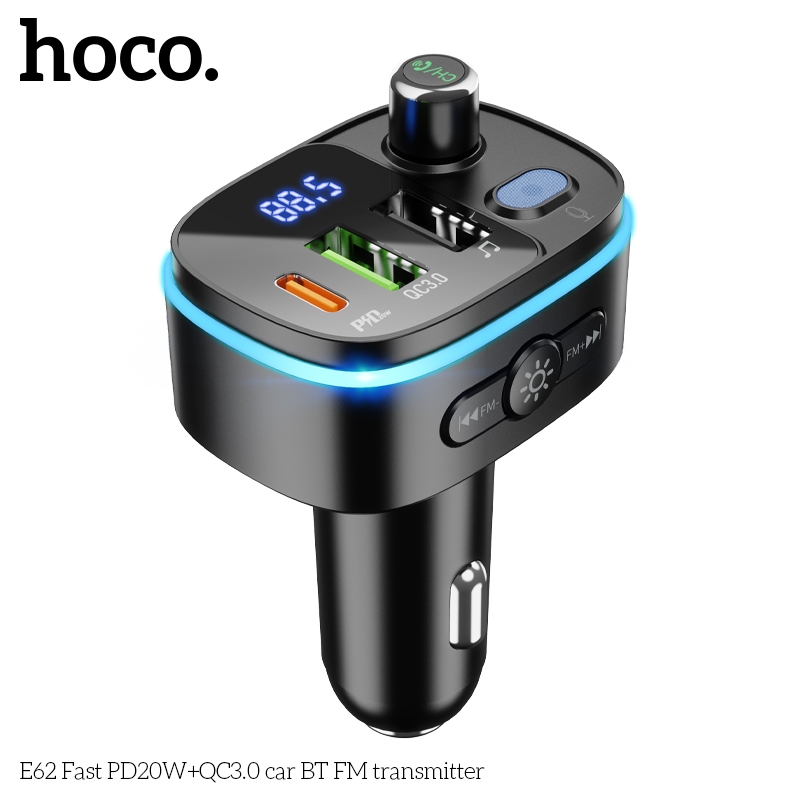 Tẩu sạc nhanh ôtô xe hơi HOCO E62, kiêm máy phát FM, máy nghe nhạc MP3, rảnh tay nghe gọi với ...