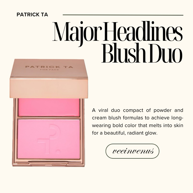 veeinvenus | Má hồng Patrick Ta Major Beauty Headlines - Double-Take Crème & Powder Blush ...
