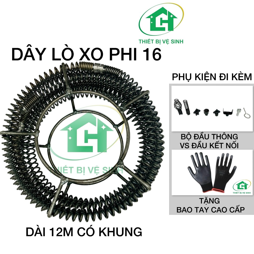 Dây thông cống phi 16 sử dụng máy khoan ( Gồm dây phi 16 + 6 đầu thông ...