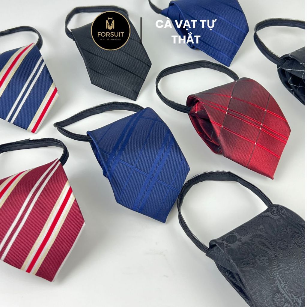 Cà Vạt Nam Thắt Sẵn Bản Trung 7,5cm, Caravat Công Sở, Cavat Khóa Rút Chú Rể Lụa Synthetic Cao ...