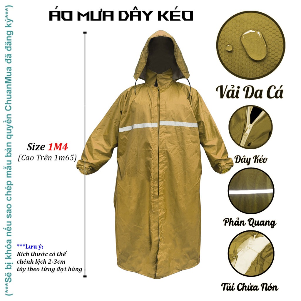 Áo Mưa Măng Tô Da Cá Dây Kéo Trước Vải Dù Cao Cấp PUKITO RAINCOAT ( Bộ ...