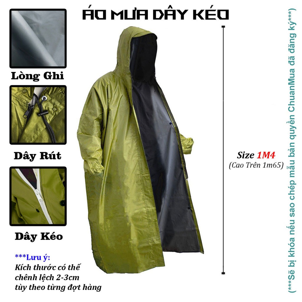 Áo Mưa Măng Tô Da Cá Dây Kéo Trước Vải Dù Cao Cấp PUKITO RAINCOAT ( Bộ ...