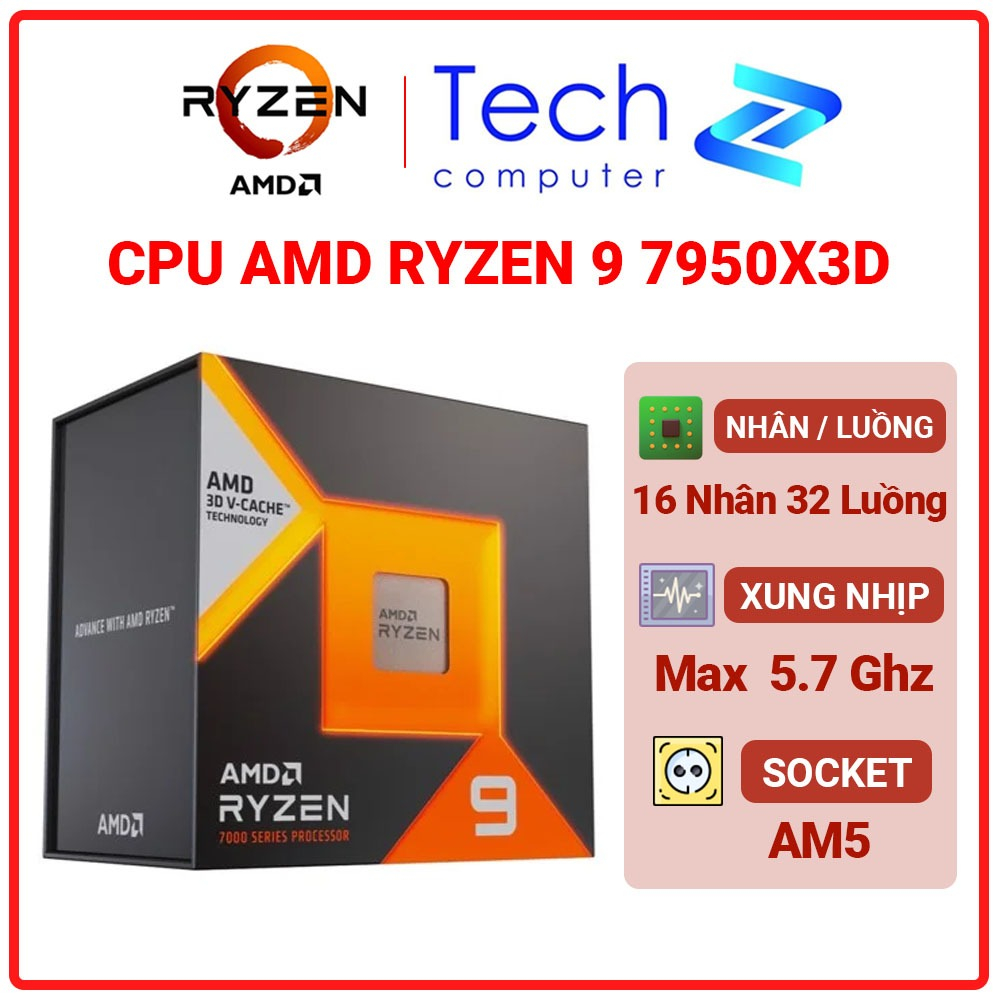 CPU AMD RYZEN 9 7950X3D New Box Bảo Hành 3 Năm | Shopee Việt Nam