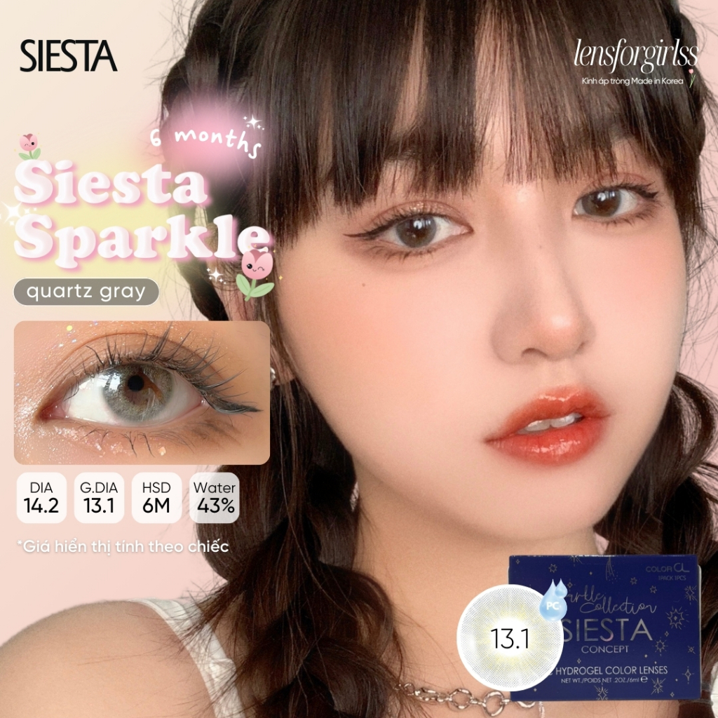 Kính áp tròng xám nhũ SIESTA QUARTZ GRAY dành cho mắt nhạy cảm chính hãng SIESTA | Lens cận ...