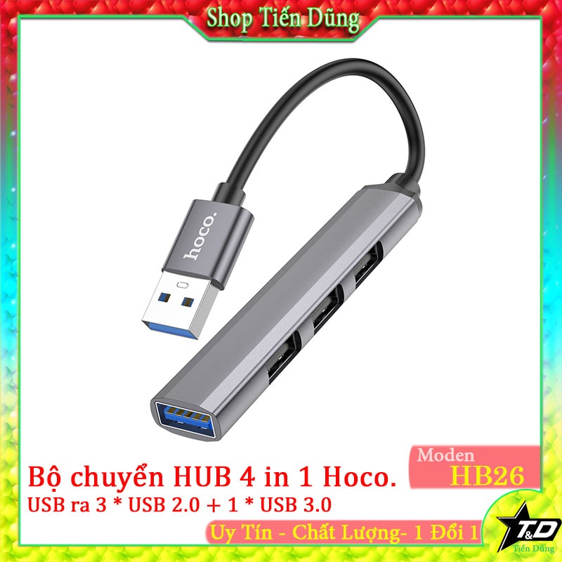 Bộ chuyển đổi Hub 4 in 1 chia cổng USB HOCO HB26 USB ra 3 cổng USB 2.0 + 1 cổng USB 3.0 | Shopee ...