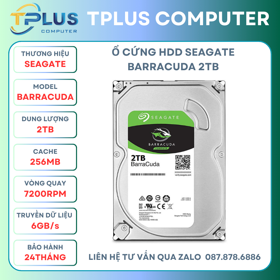 Ổ cứng HDD Seagate BarraCuda 2TB 3.5 inch SATA III 256MB Cache 7200RPM ST2000DM008 | Shopee Việt Nam