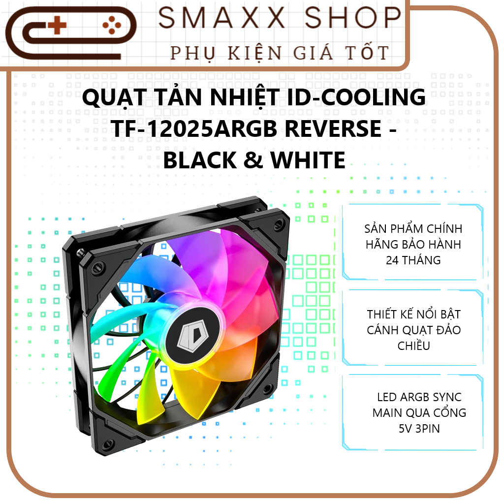 Quạt tản nhiệt ID-COOLING TF-12025-ARGB REVERSE (Đảo ngược)/ Black & White | Shopee Việt Nam