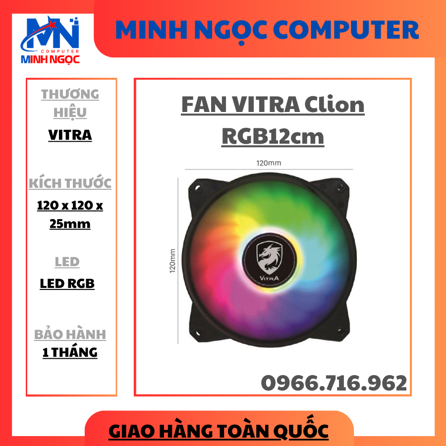 Quạt tản nhiệt FAN VITRA Clion RGB12cm | Shopee Việt Nam