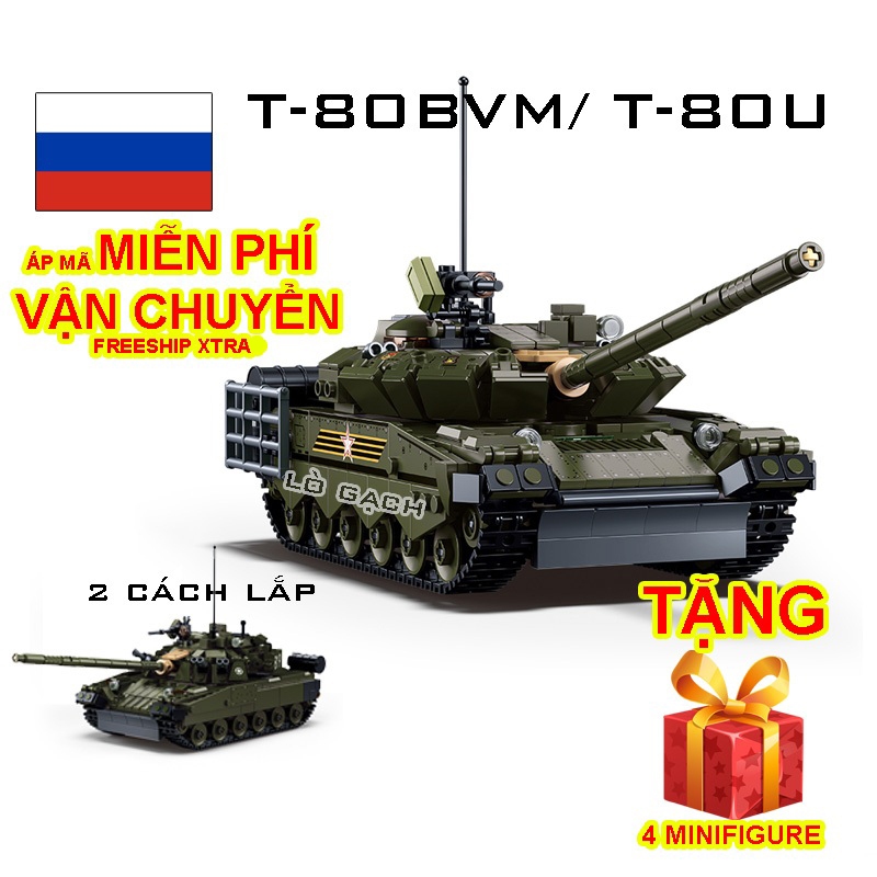 Bộ xếp hình xe tăng T80BVM / T80U Quân đội Nga - 2 cách lắp - 789 chi ...