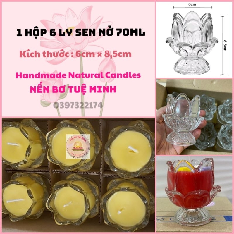 1 Hộp 6 Ly Sen Nở Làm Nến 70ML ( Nguyên liệu Nến Bơ Tuệ Minh) | Shopee ...