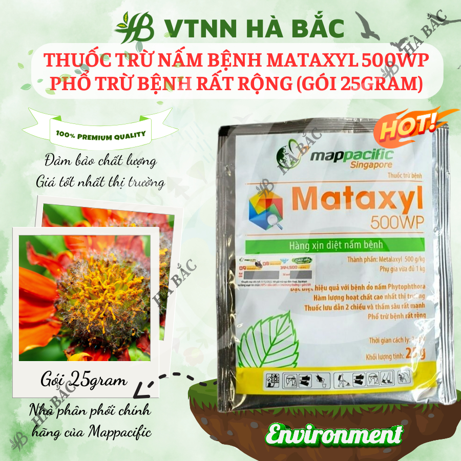Chế phẩm xử lí nam benhh Mataxyl 500WP phổ trừ bệnh rất rộng (gói ...
