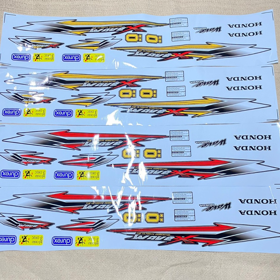 Tem Xe Wave Tem Wave X Mẫu Wave X Đỏ Đen Vàng Đen Dán Wave 50/100/110 ...