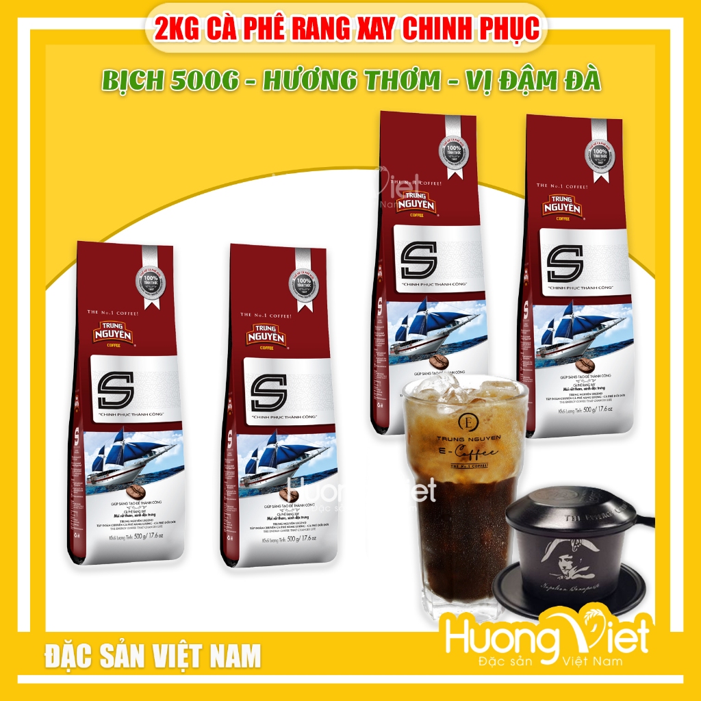2KG [ 4 TÚI 500G ] Cafe rang xay Trung Nguyên Legend - Cafe rang xay S ...