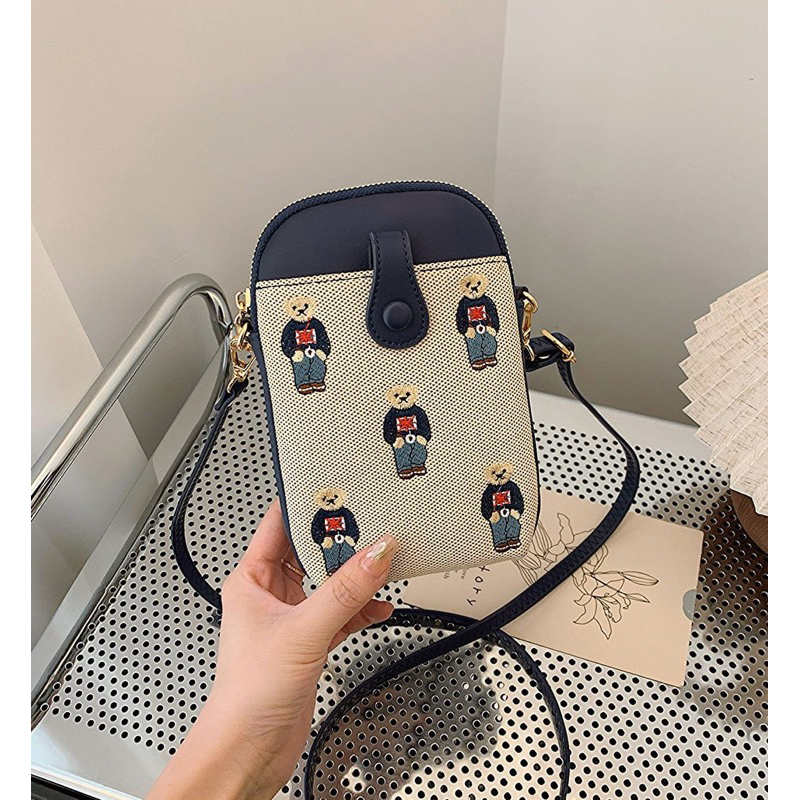 Túi xách beibao canvas thêu gấu size13 vừa điện thoại(Sẵn) | Shopee ...