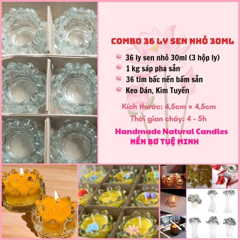 Combo 36 Ly Sen Nhỏ Làm Nến 30ML (Nguyên Liệu Nến Bơ Tuệ Minh) | Shopee ...